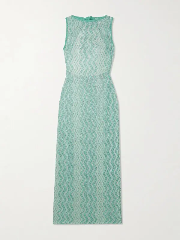 Missoni Striped Metallic Crochet-knit Coverup - Blue