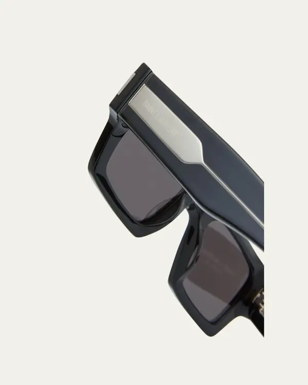 Saint Laurent Rectangle Acetate Sunglasses - Black