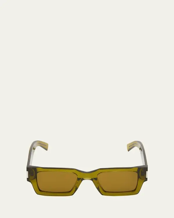 Saint Laurent Rectangle Acetate Sunglasses - Green