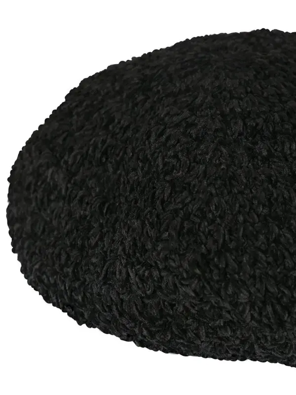 Ganni Velvet Crochet Beret In Black - 50% Off | Editorialist display picture 3