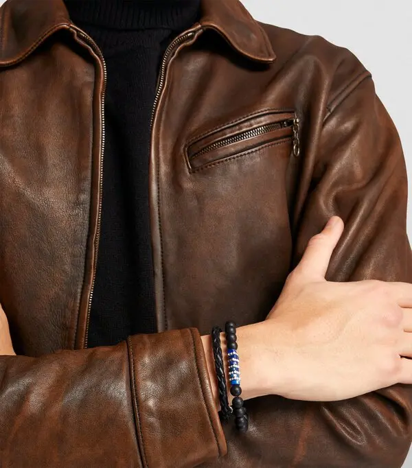 Tateossian Leather Braided Bracelet