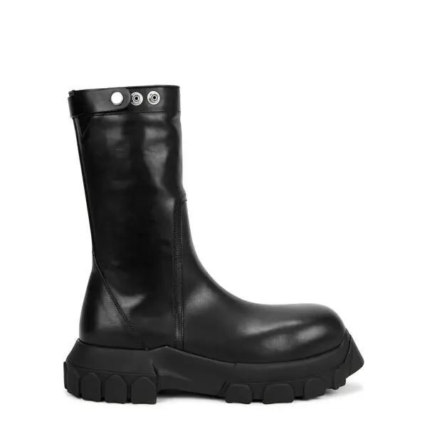 Rick Owens Creeper Bozo Tractor Leather Ankle Boots In Black - 61