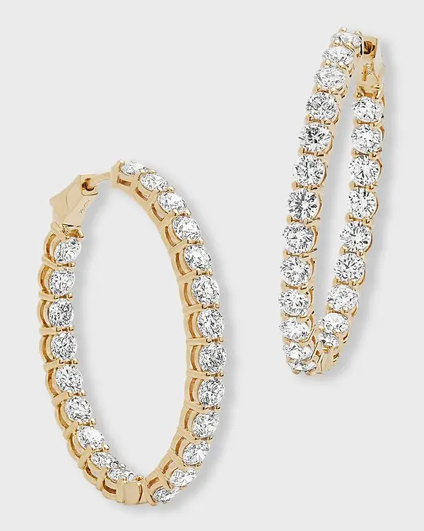 Neiman Marcus 18k Diamond Hoop Earrings - Yellow Gold
