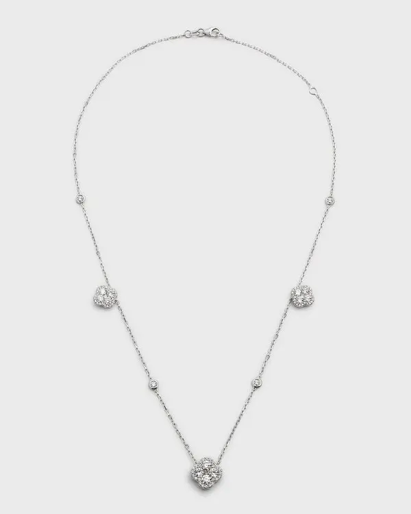Neiman Marcus 18k Flower Station Necklace - White Gold