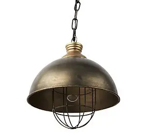 HOMEROOTS Rustic Gold Ton Metal Dome Hanging Light - One-color