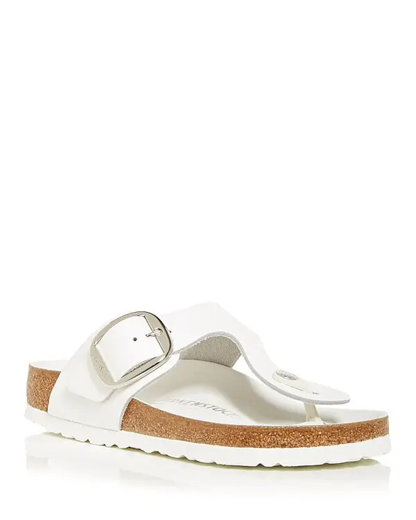 BIRKENSTOCK Gizeh Big Buckle Thong Sandals - White Leather/silver
