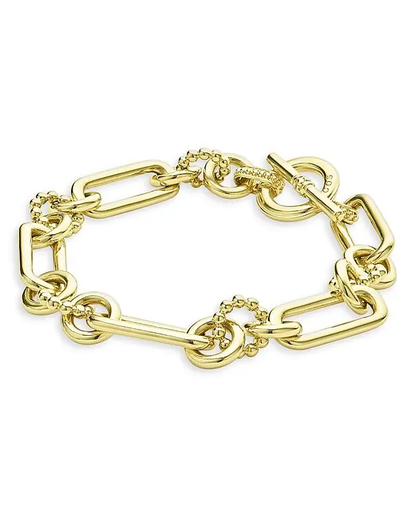Lagos 18k Yellow Signature Caviar Fluted Oval Chain Bracelet - Gold