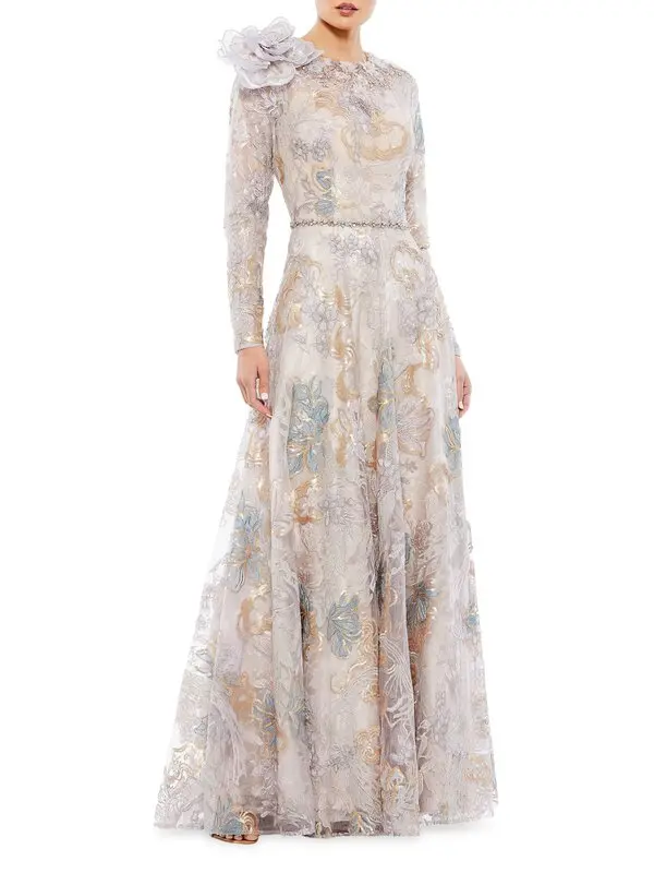 Mac Duggal Embellished -applique Gown