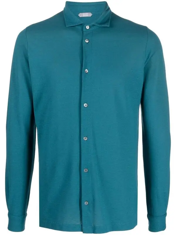 ZANONE Longsleeved Organic Cotton Shirt - Blue