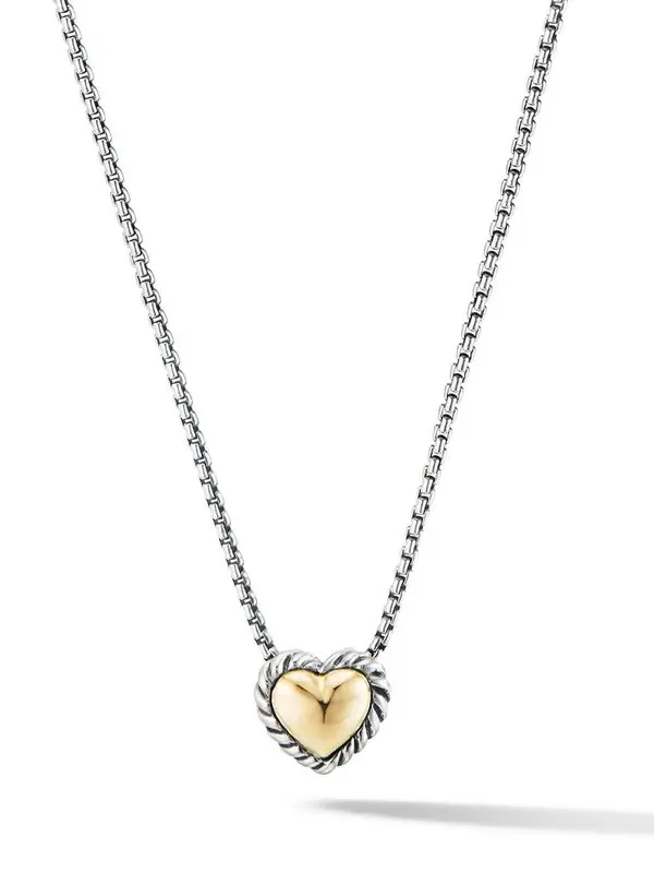 David Yurman 18kt Yellow Gold And Sterling Heart Pendant Necklace - Silver