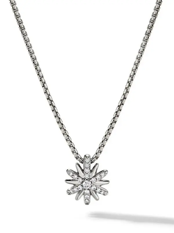 David Yurman Sterling Diamond Starburst Necklace - Silver