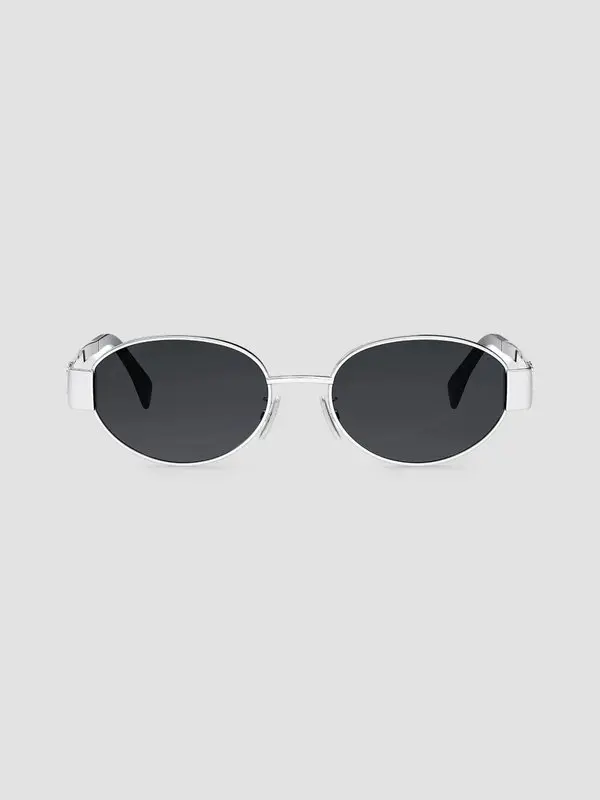 Celine Triomphe 54mm Oval Sunglasses - Silver