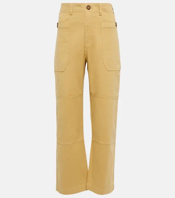 FRAME High-rise Cropped Cargo Pants - Beige