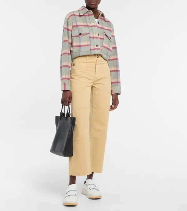 FRAME High-rise Cropped Cargo Pants - Beige