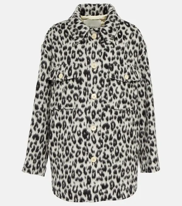 Isabel Marant Étoile Odelino Leopard-print Virgin Wool Jacket - Black