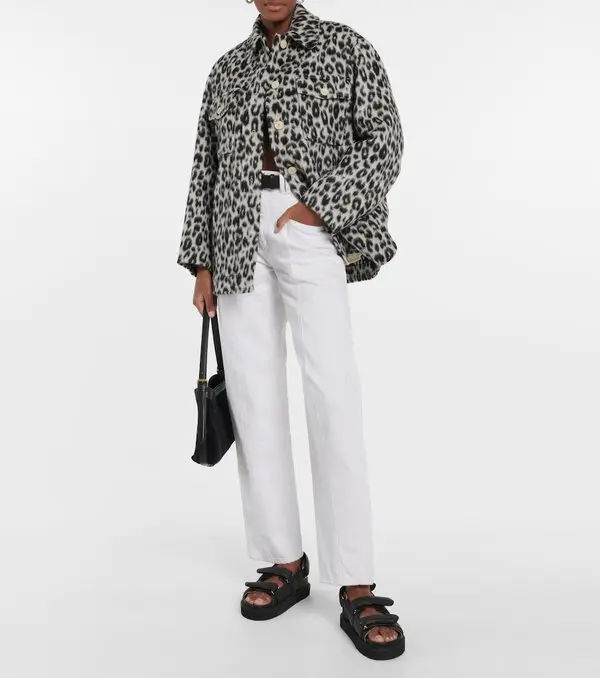 Isabel Marant Étoile Odellino" Leopard-print Virgin Wool Jacket - Black