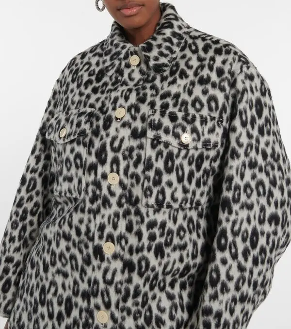 Isabel Marant Étoile Odellino" Leopard-print Virgin Wool Jacket - Black