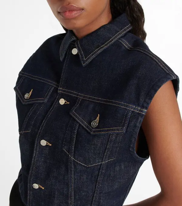 Alaïa Denim Cotton-blend Bodysuit