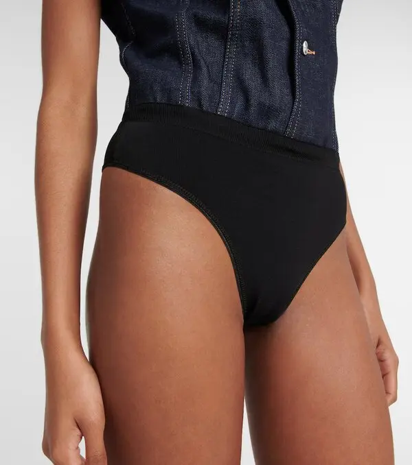 Alaïa Denim Cotton-blend Bodysuit