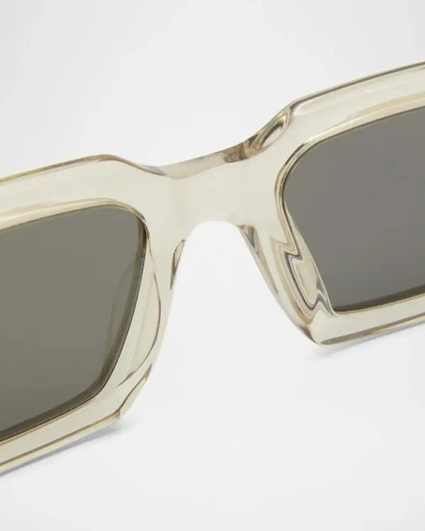 Saint Laurent Rectangle Sunglasses With Logo - Beige