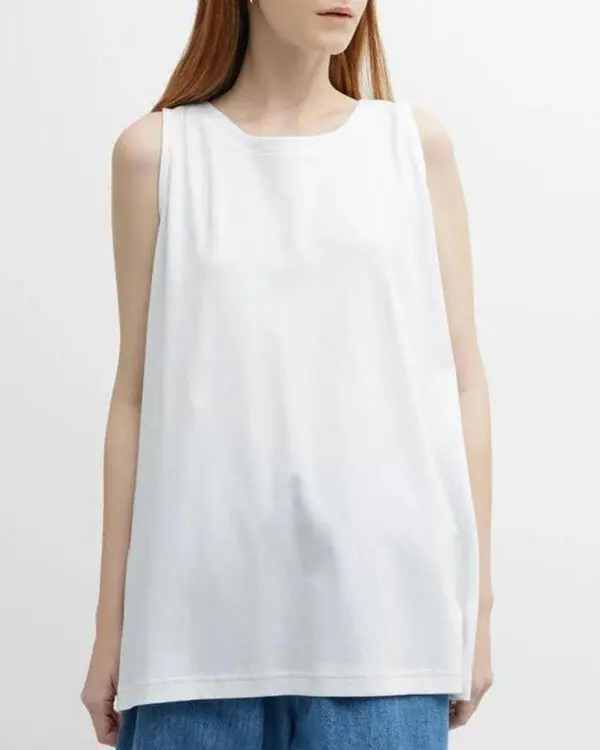 Eskandar A-line Long Shell Top - White