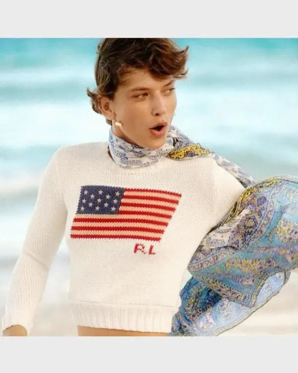 Polo Ralph Lauren Flag Cotton Crewneck Sweater - Cream