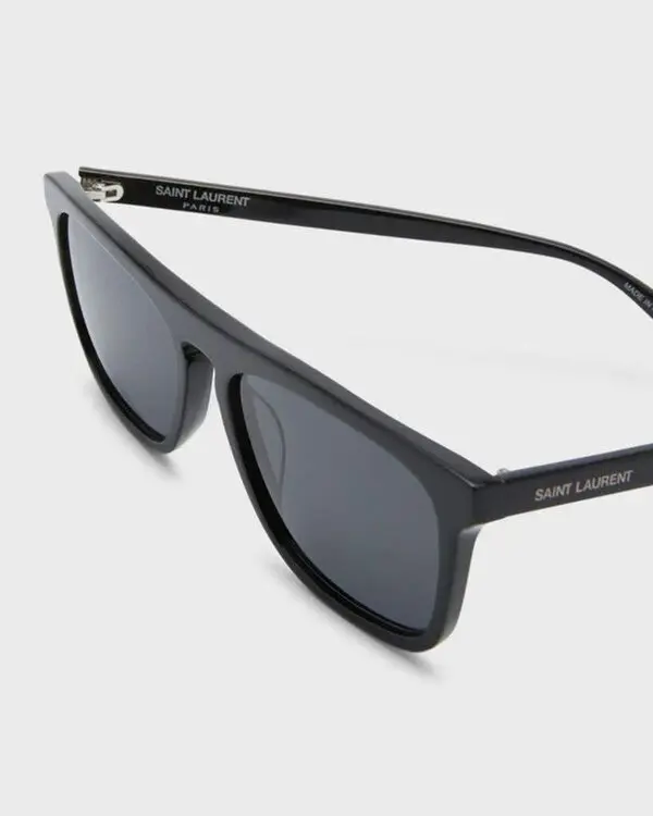 Saint Laurent Apos;s Slim Acetate Aviator Sunglasses With Logo