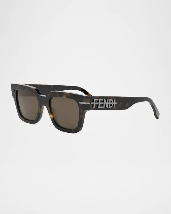 Fendi Tonal Logo Square Sunglasses - Dark Havana Brown