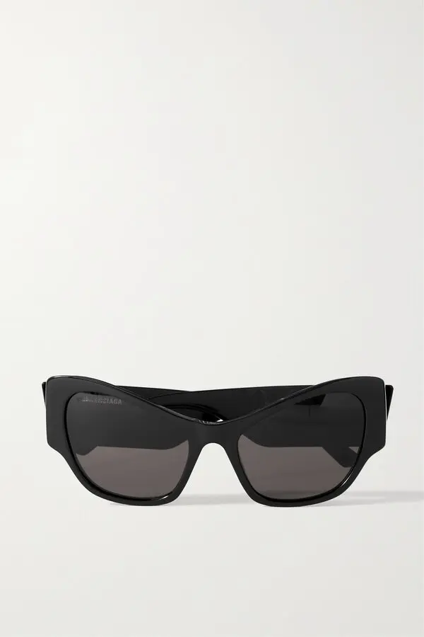Balenciaga Oversized Cat-Eye Acetate Sunglasses In Black  display picture 1