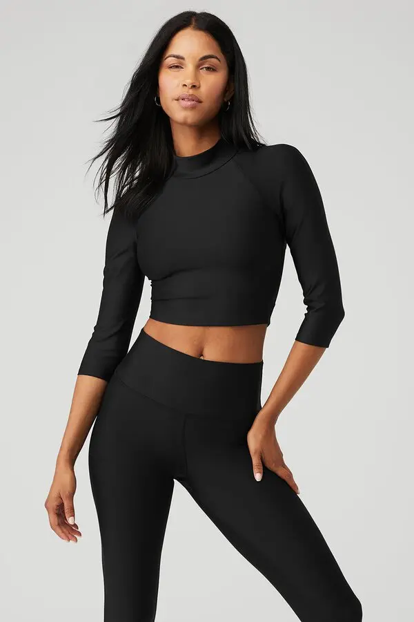 Alo Yoga Airlift Archer Fitted Long Sleeve Top - Black | Editorialist