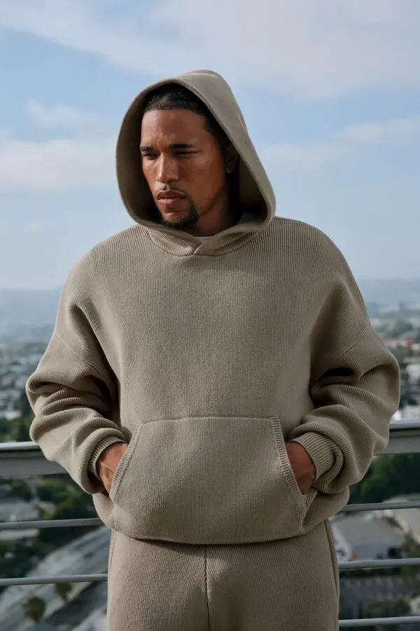 Alo Yoga Scholar Hooded Sweater Top - Light Cocoa