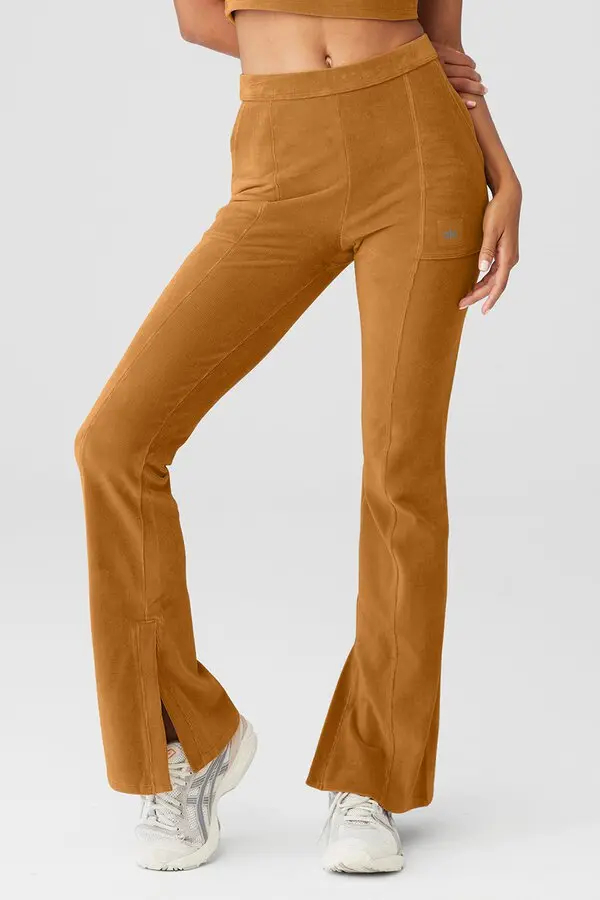 Alo Yoga Micro Corduroy High-Waist Winter Break Flare Pants In