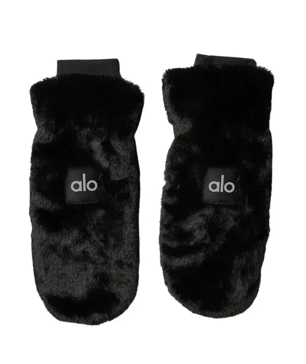 Alo Yoga Faux Fur Mittens - Black
