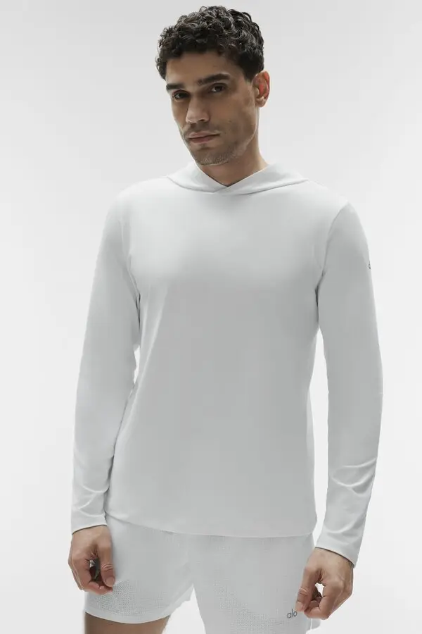 Alo Yoga Conquer Reform Long Sleeve With Hood Top - White