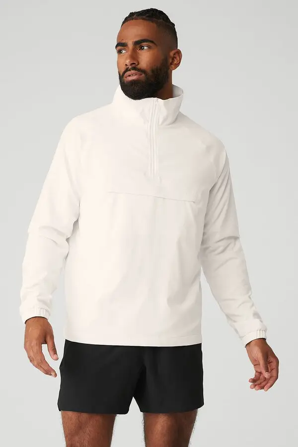 Alo Yoga Ripstop 1/4 Zip On-Set Jacket - Ivory | Editorialist