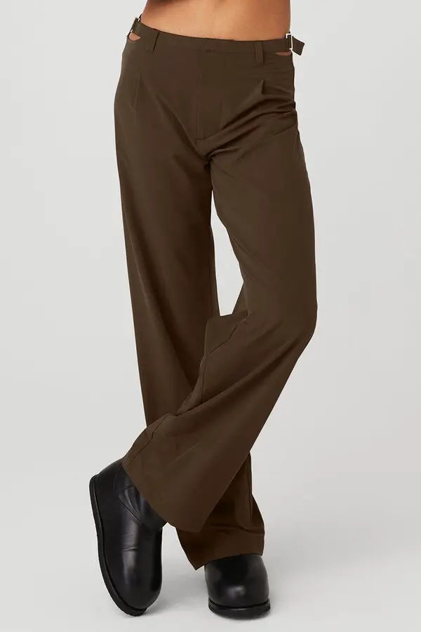 Alo Yoga Mid-Rise Straight Leg Trousers - Espresso | Editorialist