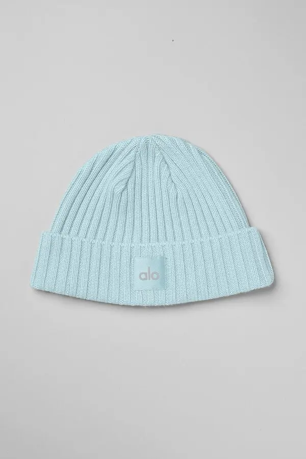 Alo Yoga Cashmere Blend Rib Beanie Hat - Chalk Blue  display picture 3