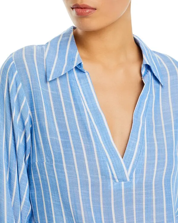 Aqua Collared Stripe Blouse Exclusive - Blue/white