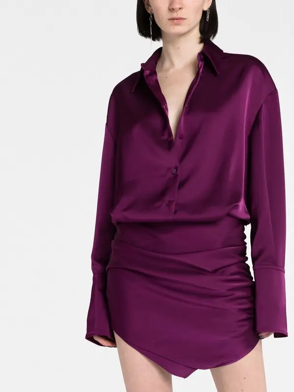 Attico Hatty Satin Mini Shirtdress - Purple
