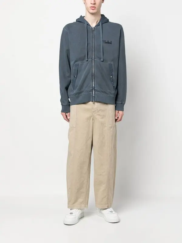 Woolrich Embroidered-logo Cotton Hoodie - Blue