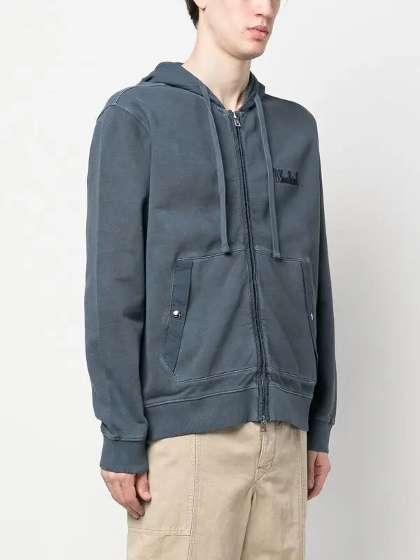 Woolrich Embroidered-logo Cotton Hoodie - Blue