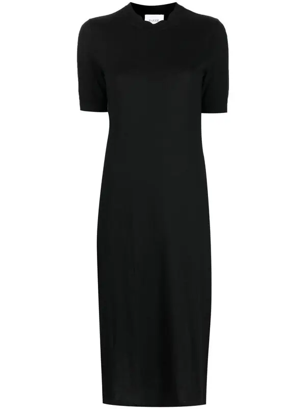 BARRIE Side-slit Cashmere Midi Dress - Black