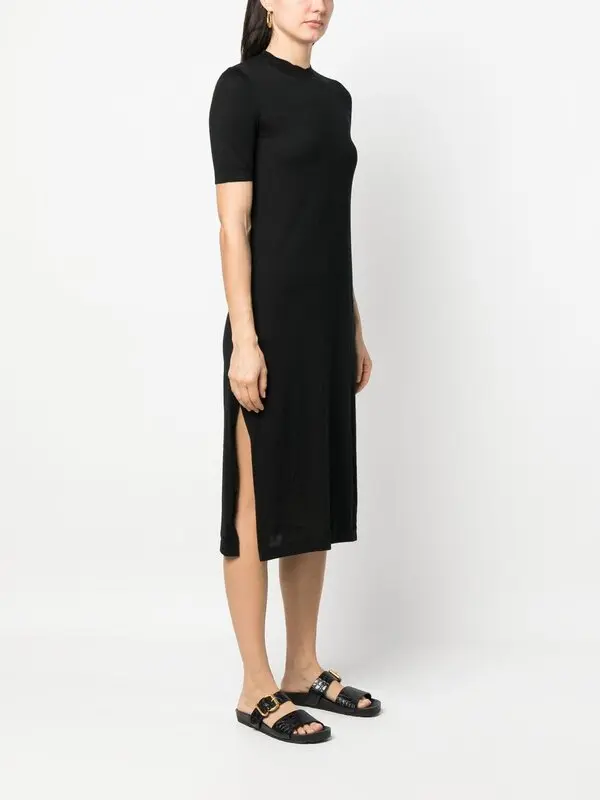 BARRIE Side-slit Cashmere Midi Dress - Black