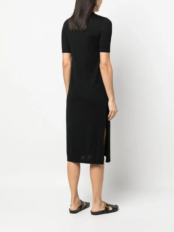 BARRIE Side-slit Cashmere Midi Dress - Black