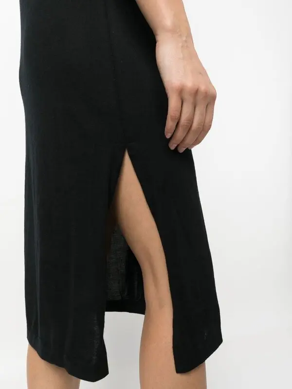 BARRIE Side-slit Cashmere Midi Dress - Black