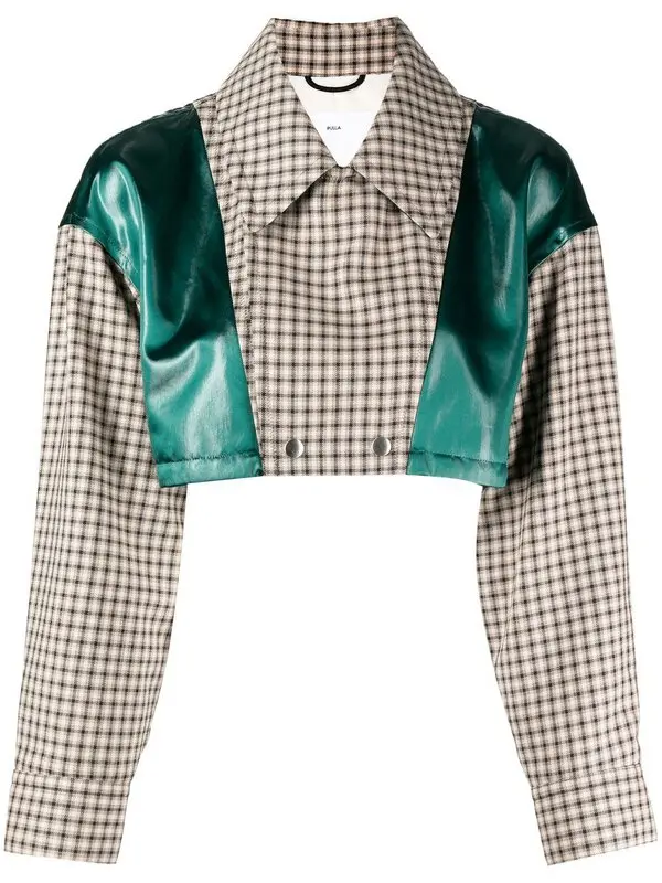 Toga Panelled Cropped Jacket - Green