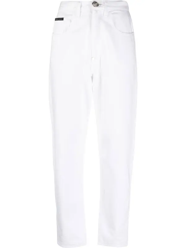 Philipp Plein High-waisted Mom-fit Jeans - White