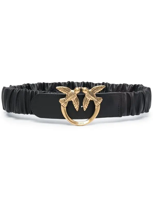 Pinko Love Birds-buckle Leather Belt - Black
