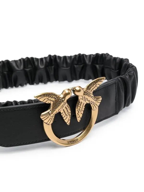 Pinko Love Birds-buckle Leather Belt - Black
