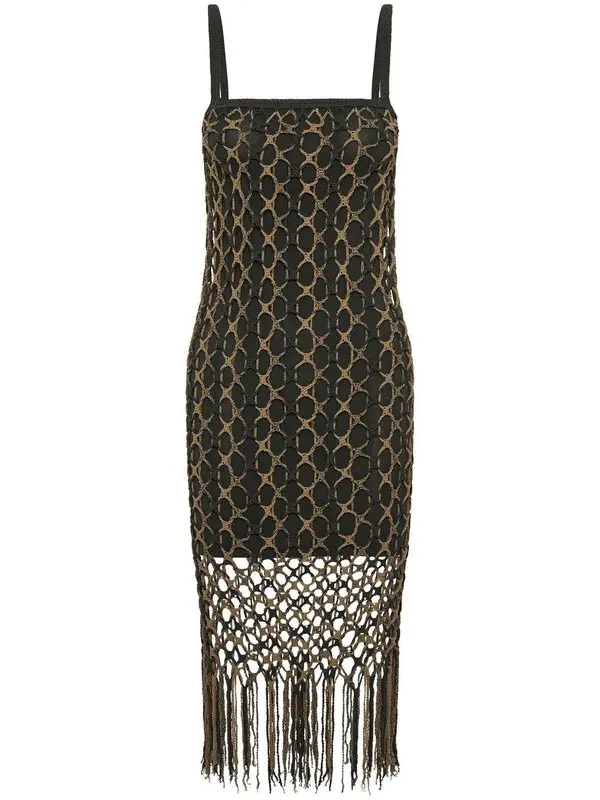 DION LEE Crochet-net Layered Midi Dress